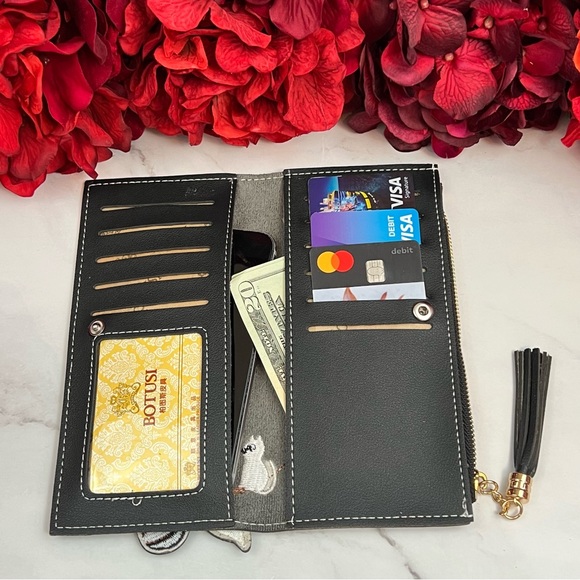 Bags | Whimsical Black Vegan Leather Fox Rabbit Raccoon Cat Wallet ...